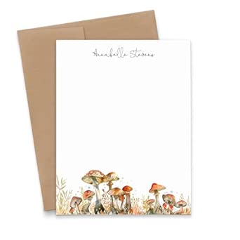 Amazon.com: Personalized Stationary With Mushrooms, FLAT Mushroom Note ...