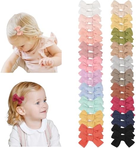 Amazon.com: CÉLLOT 40 Pieces 2inch Girls Hair Bows Linen Fabric Bows ...