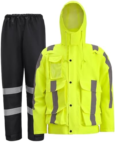 300D Reflective Hi Vis Rain Jacket Safety Rain Suits for Men & Women ...