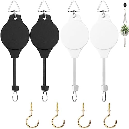 Amazon.com: AUGSUN 4 Pack Retractable Plant Hanger, Plant Pulleys for ...