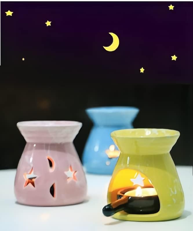Amazon.com: Warmself Colourful Ceramic Essential Oil Burner Tealight ...