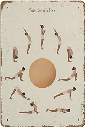 Funny Retro Metal Tin Sign Sun Salutation Printable Yoga Poses Surya ...