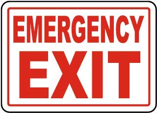 Paper Plane Design Safety Sign Boards. "Emergency Exit" Sign Board 12 x ...