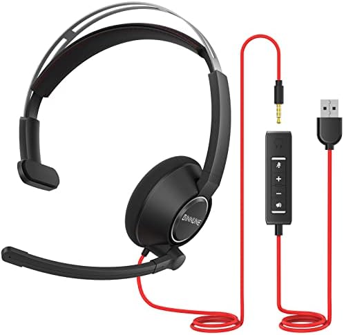 USB Headset with Microphone Noise Cancelling & Audio Controls, Wideband ...