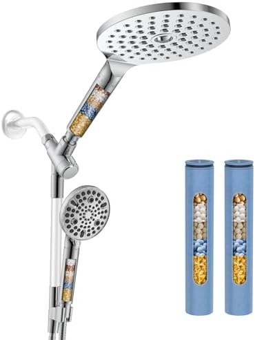 Dual Filtered Handheld Shower Head Combo with 2-PACK Replacement Shower ...