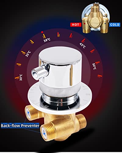 AFUDER Thermostatic Shower Room Faucet 2/3/4 Straight-Through Brass ...