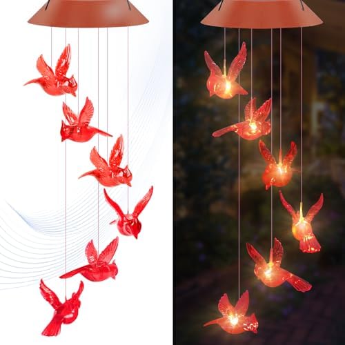 Amazon.com : Cardinal Wind Chimes, Red Cardinal Bird Solar Windchimes ...