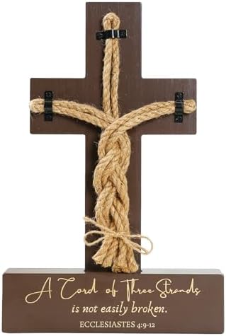 Amazon.com: Cord of Three Strands Ceremony Cross - Natural Wood & Rope ...