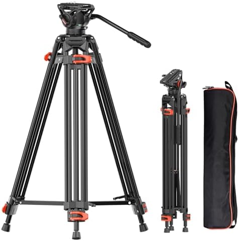 Amazon.com : Heavy Duty Tripod, Camera Video Tripod with Fluid Head ...