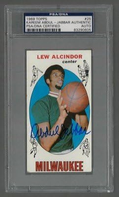KAREEM ABDUL JABBAR SIGNED 1969 TOPPS ROOKIE CARD #25 PSA/DNA Auto RC ...