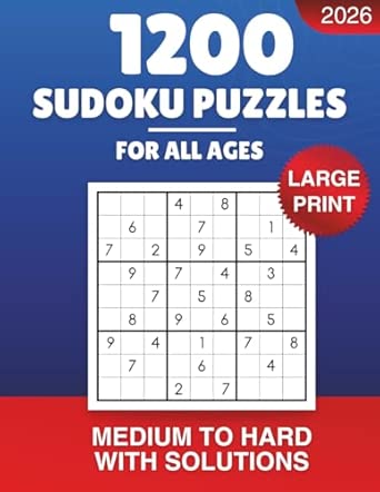 2026 Sudoku Puzzle Book For Adults 1200 Large Print Puzzles with ...