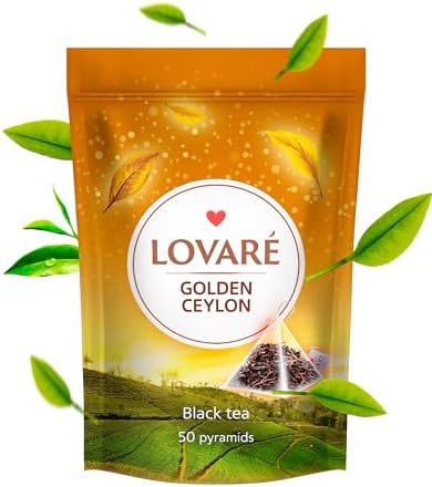 Amazon.com : LOVARE Golden Ceylon Tea Pouch - Pyramid Tea Bags 50 Pack ...