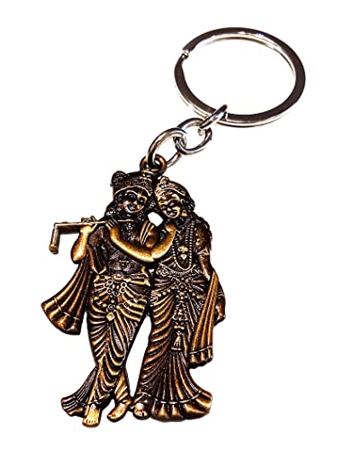 LA BELLEZA Double Sided Radha Krishna Metal Keychain (Bronze ...