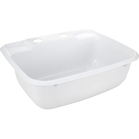 RecPro Rectangle RV Bathroom Sink | White | Single Bowl Lavatory Sink ...