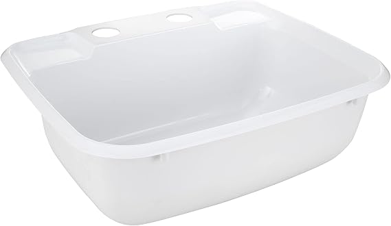 RecPro Rectangle RV Bathroom Sink | White | Single Bowl Lavatory Sink ...