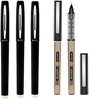 PETALUMA Baoke 1.0mm Smooth Writing Black Gel pens pack Of 3pcs + 2pcs ...