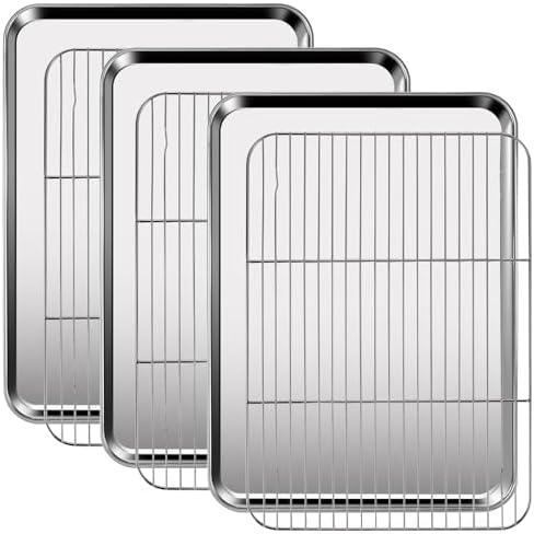 Amazon.com: Baking Sheet with Rack Set (3 Pans + 3 Racks) Bakeware ...
