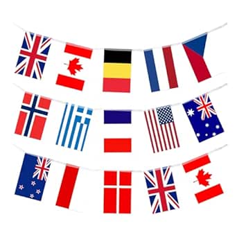 International World Flags, 39-Sided Bunting Banner 10M with 13 Country ...