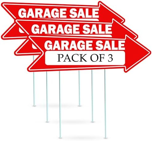 Amazon.com: Garage Sale Arrows Yard Sign Double Sided With Stakes Large ...