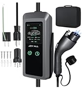 Amazon | joy all 電気自動車充電器 110V-240V SAE J1772 EV 充電ケーブル 4つ電流モード切替可能 8A/10A/13A/15A 電気自動車充電ケーブル長7 ...