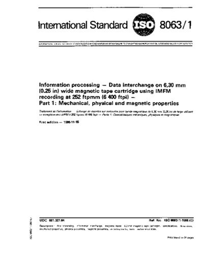 ISO 8063-1:1986, Information processing: Data interchange on 6,30 mm (0 ...