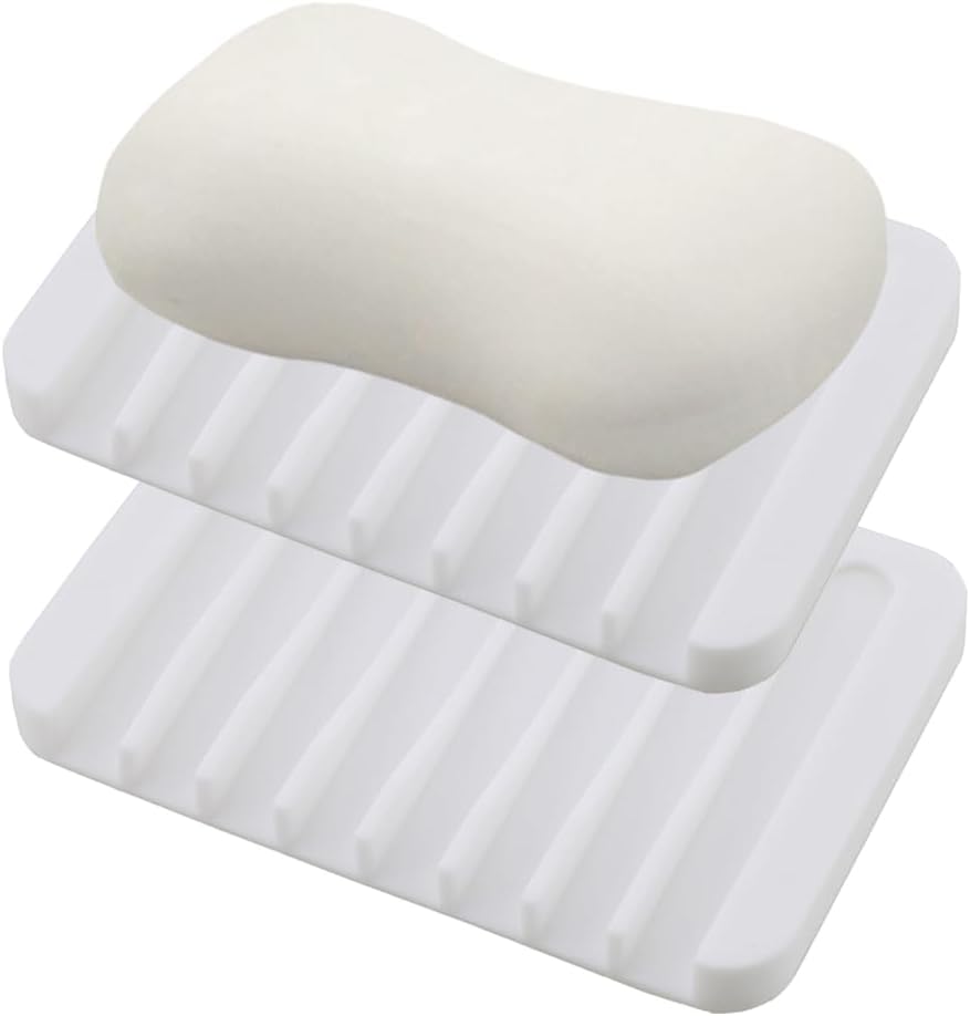 Vekol Self Draining Soap Dishes 2PCS Silicone Soap Holder Waterfall ...