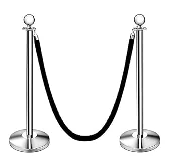 Dolphy Queue Manager with 1.5 Meter Black velvet rope (Set of 2 ...