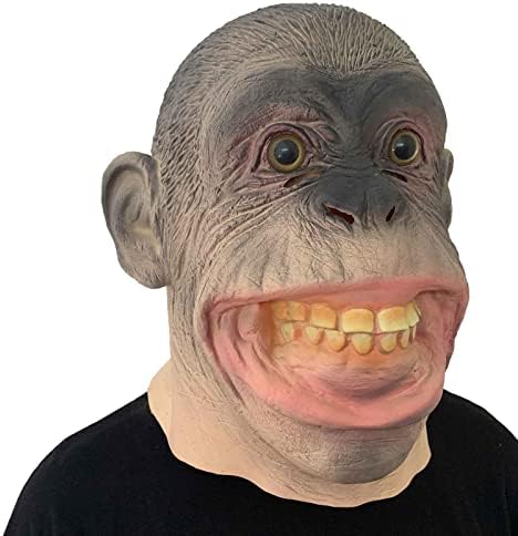 Amazon.com: Yimianshou Latex mask Monkey head mask Creepy dark gray ...