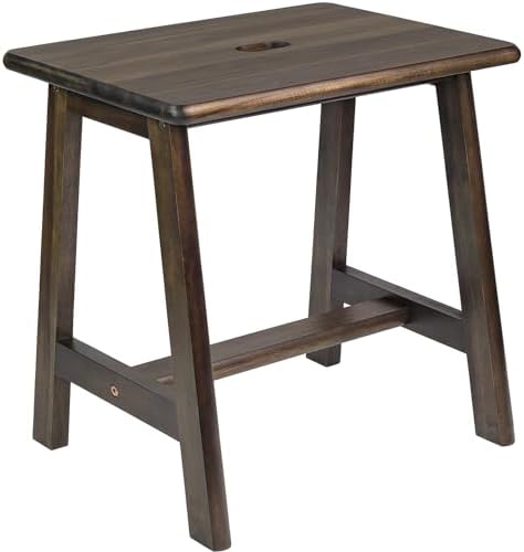 Amazon.com: Rectangular Acacia Wood Stool (16.7"D x 13"W x 17.7"H ...