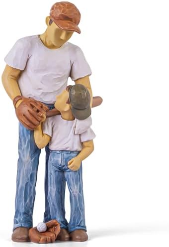 Amazon.com: AIDLNS Father and Son Figurines, Dad and Son Play Baseball ...