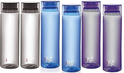 Cello H2O Plastic Unbreakable Bottle (Grey, Blue, Purple, 1 L) - Set of ...