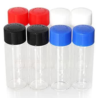 8 Pcs 20ml Glass Vials with Caps, 4 Colors Caps, Clear Glass Vials ...