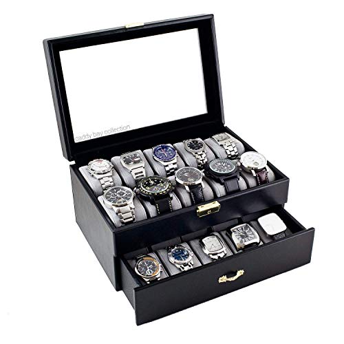 Amazon.com: Personalized Black Watch Box - Holds 20 Watches (up to 52mm ...