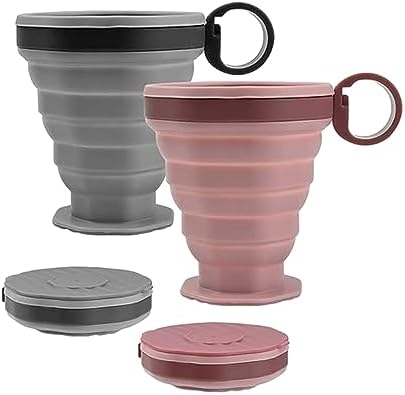 2Pcs Foldable Cups,Camping Mug,Collapsible Coffee Cup Travel Mugs with ...