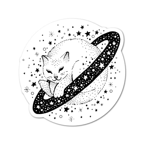 Amazon.com: 3" Cat Moon Celestial Black and White cats Kitty Laminated ...