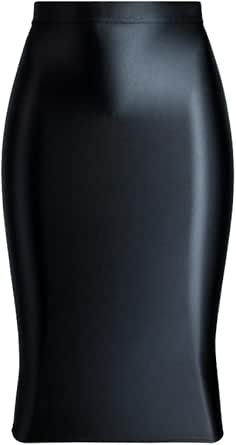 Amazon.co.jp: MJINM 超光沢ロングスカート ドレス ミニスカート ストレッチ レオタードパジャマ 伸縮性 極薄素材 激密着 ...