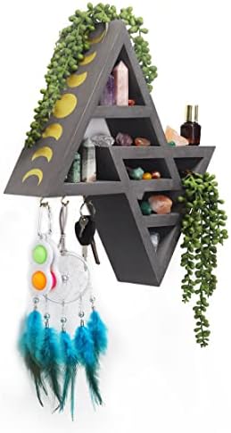 Amazon.com: FM Moon Phase Triangle Shelf with Hooks - Moon Shelf for ...