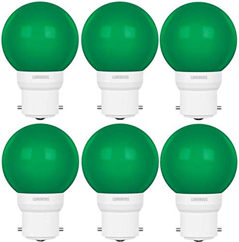 Buy Luminous 0.5 W Round B22 D LED Bulb (Green, Pack of 6) Online at ...
