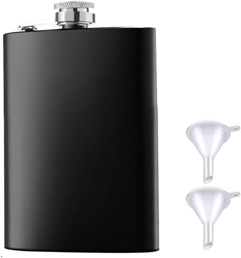 Amazon.com | LENGXINGWYA Hip Flask 8OZ, Stainless Steel, Black ...