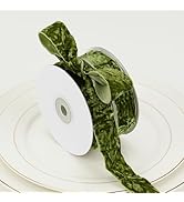 Amazon.com: HUIHUANG Moss Green Frayed Velvet Ribbon 2 inch Handmade ...