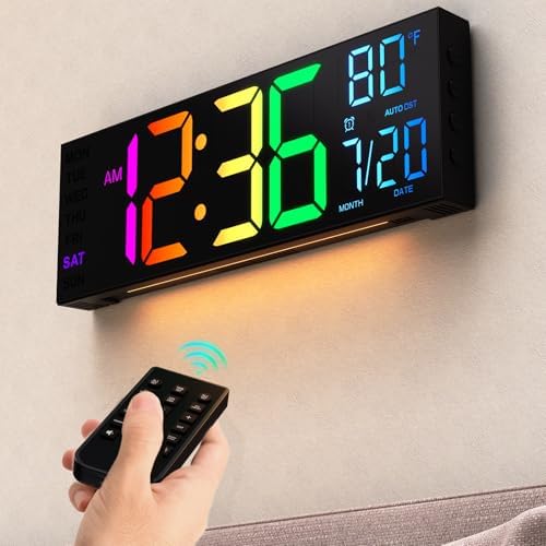 Digital Wall Clock 16" Large LED Display, Loud Alarm, Remote Control ...