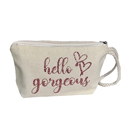 Amazon.com: Rose gold makeup bag, hello gorgeous makeup bag, wedding ...