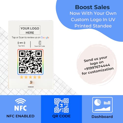 Custom Review NFC Standee with QR Code | Boost Business Reviews with ...