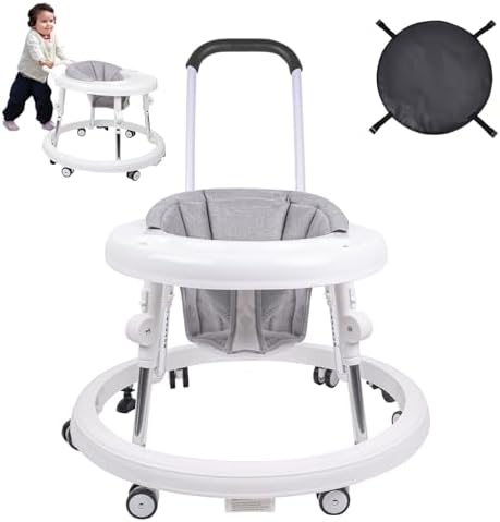 Amazon.com : Double Push Handle Baby Walker, Foldable 9-Gear Height ...