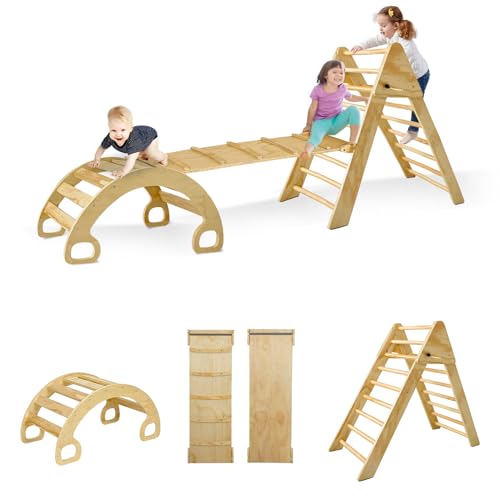 ECOMEX 7 in 1 Pikler Triangle Set, Foldable Triangle Ladder - Want It All
