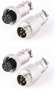 Amazon.com: 2PCS GX16 5 Pin Metal Male Female Panel Connector, 16mm Panel Mount Circular Metal ...