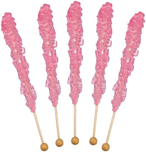 Amazon.com : Candy Envy - Pink Rock Candy Sugar Sticks - Cherry ...
