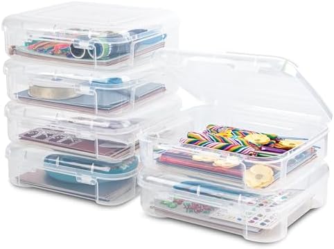 Amazon.com: ISKYBOB 3 Packs Scrapbook Paper Storage Boxes, Clear 6 x 6 ...