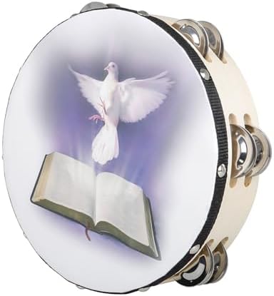 Amazon.com: Muloo Dove Bible Round Tambourine Drum Bells Double Row ...