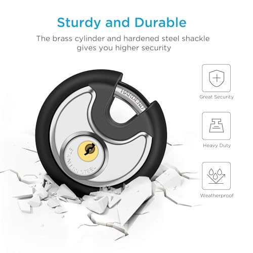 Snapklik.com : Puroma Keyed Padlock, Stainless Steel Discus Lock Heavy ...